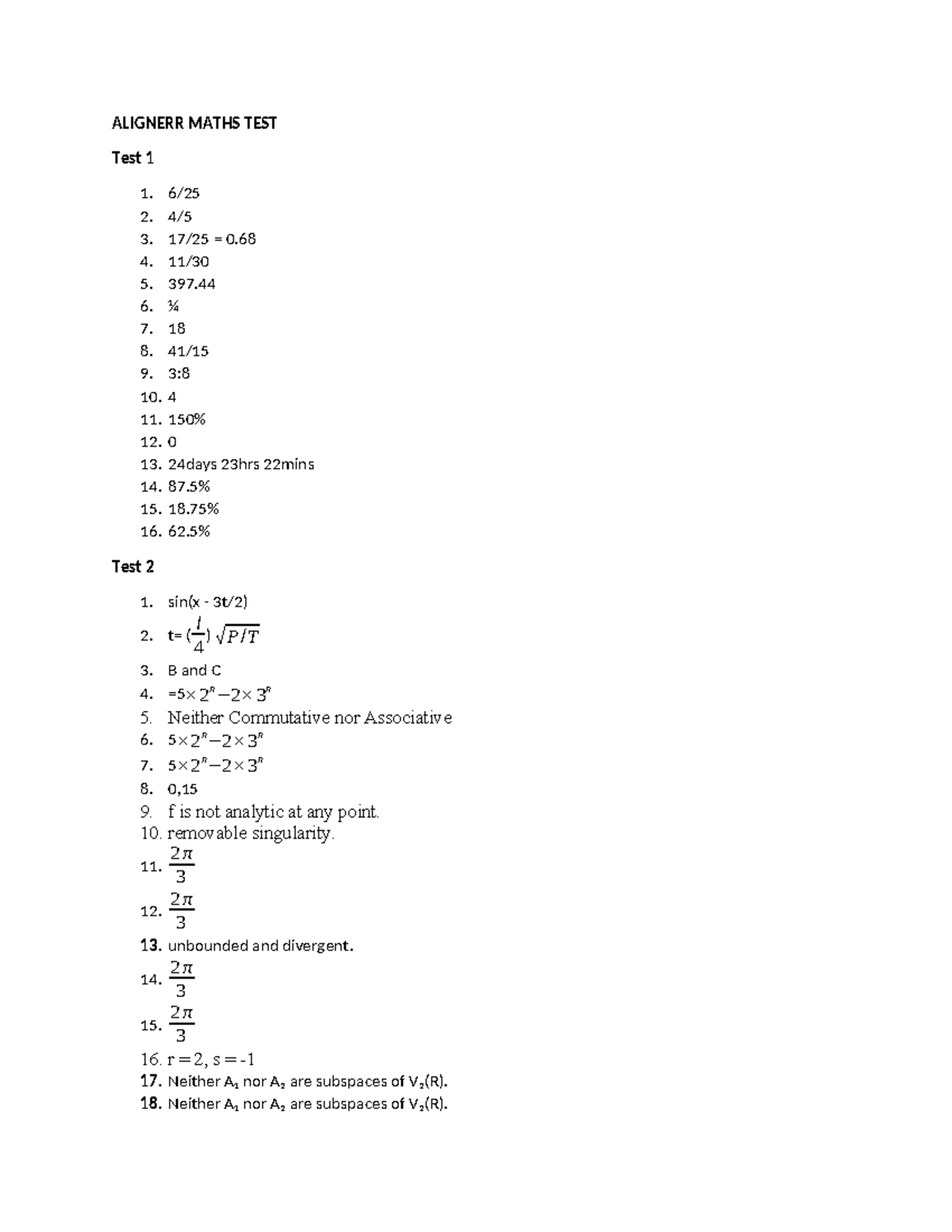 Alignerr Maths TEST - Solutions and Answers Overview - Studocu