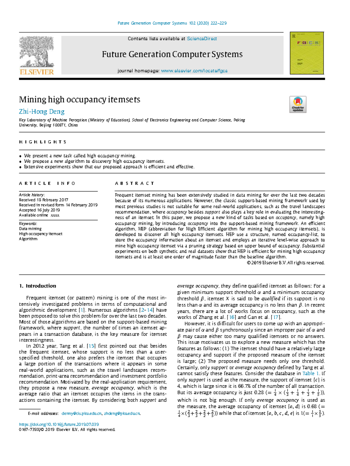 Mining High Occupancy Itemsets: An Efficient Approach (CS 102) - Studocu