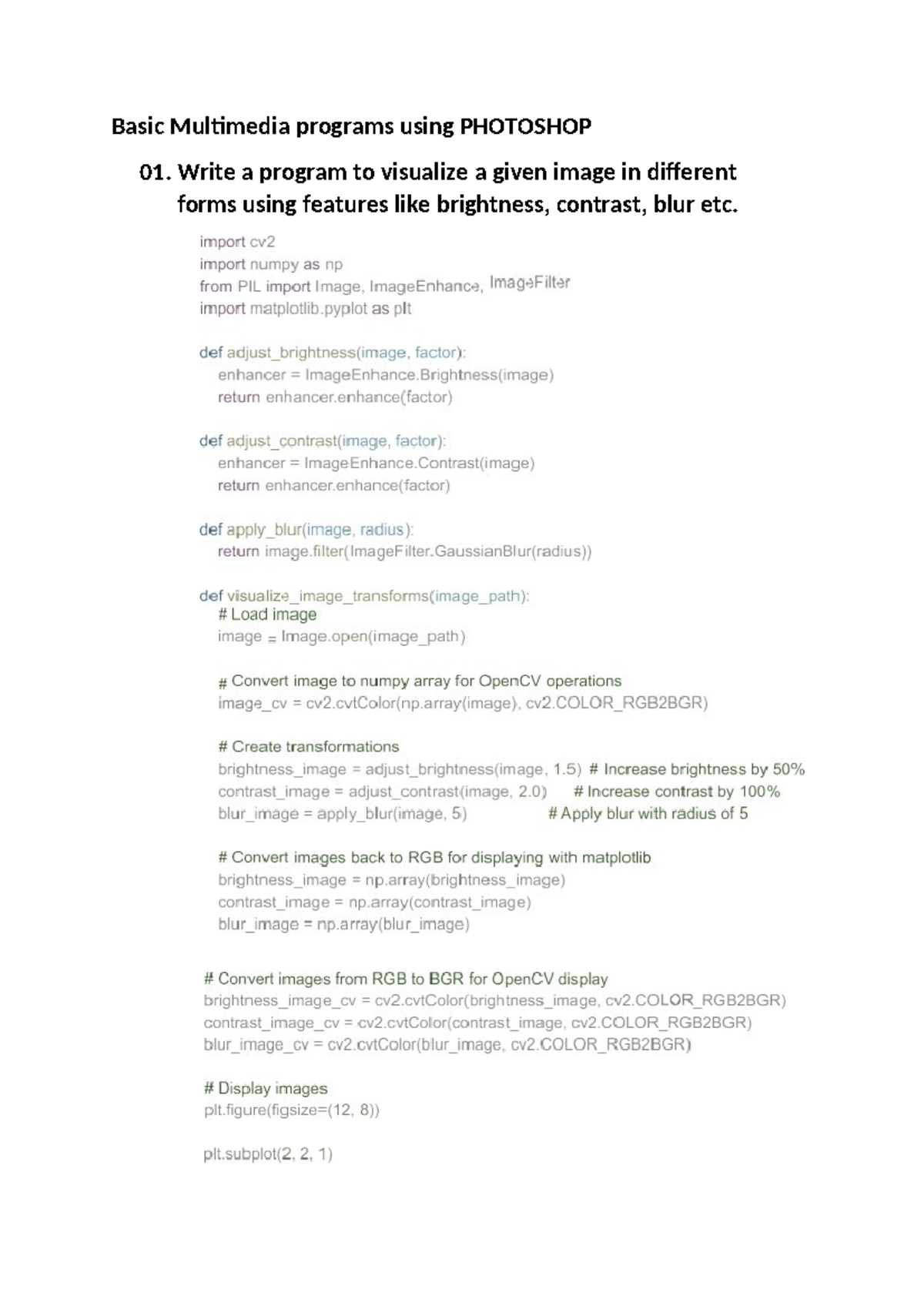 Multimedia Application Development LAB: Practical Experiments with ...