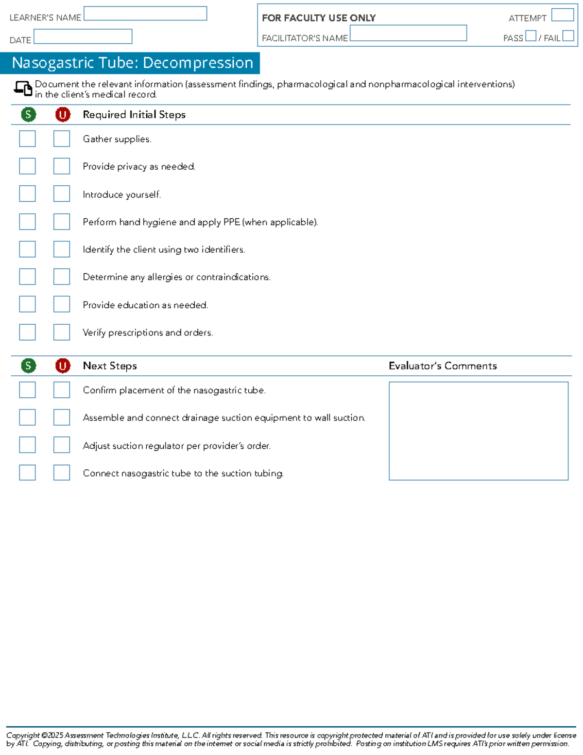 Checklist for Nasogastric Tube Decompression (NUR 101) - Studocu