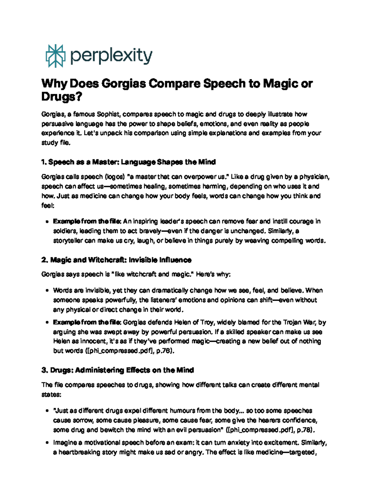 Gorgias on Speech: The Magic and Drug of Persuasion in Rhetoric - Studocu