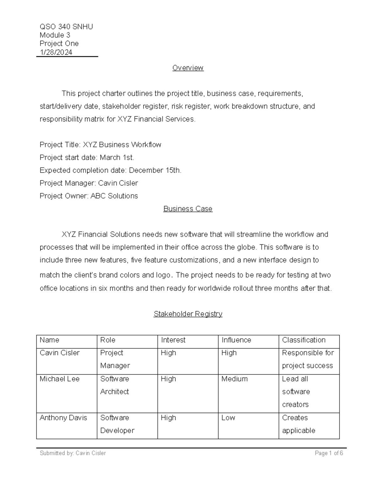 QSO 340 Module 3 - Project One Overview and Details - Studocu