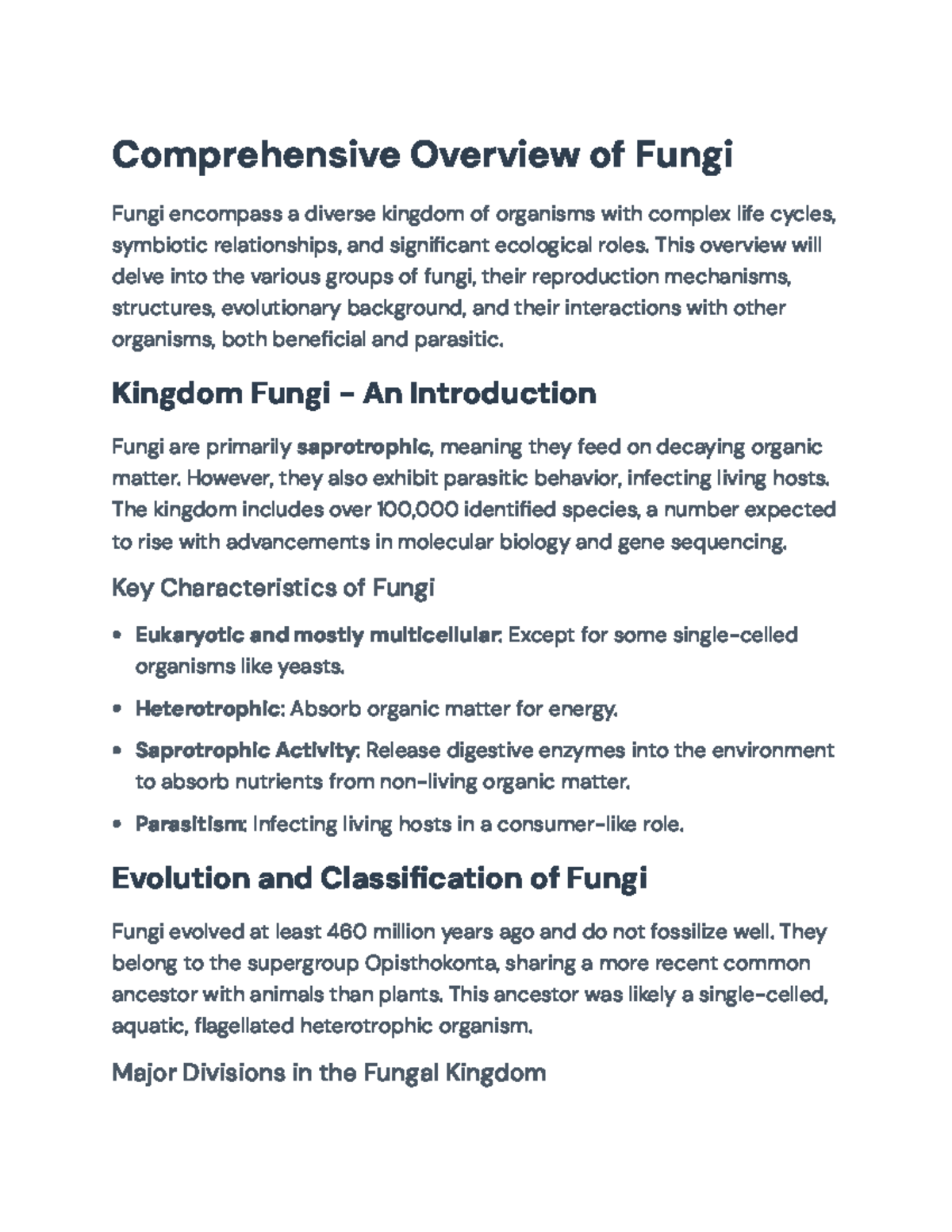 Fungi 101: Structure, Classification & Ecological Roles Overview - Studocu