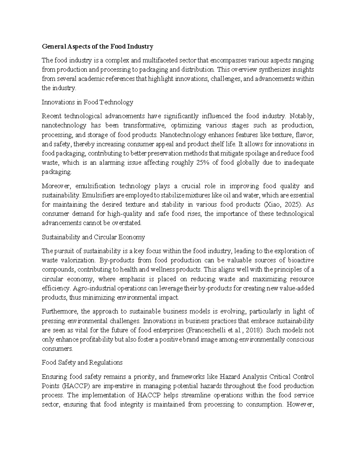 Innovations and Sustainability in the Food Industry: A Comprehensive ...