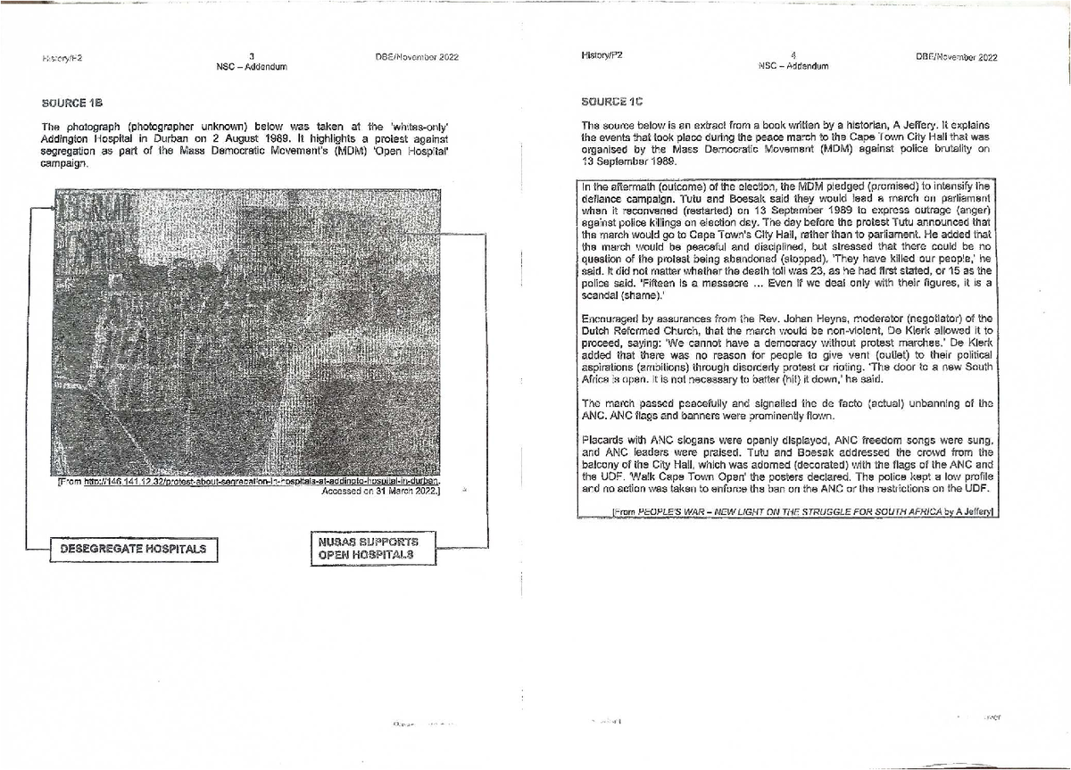 Grade 12 History 2026: MDM Protests and the Fight for Desegregation ...