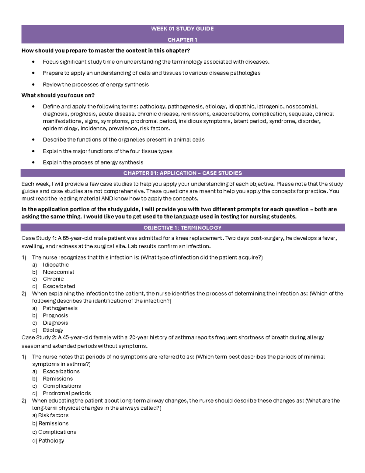 SCI 225 Week 01 Study Guide: Mastering Chapter 1 Concepts - Studocu