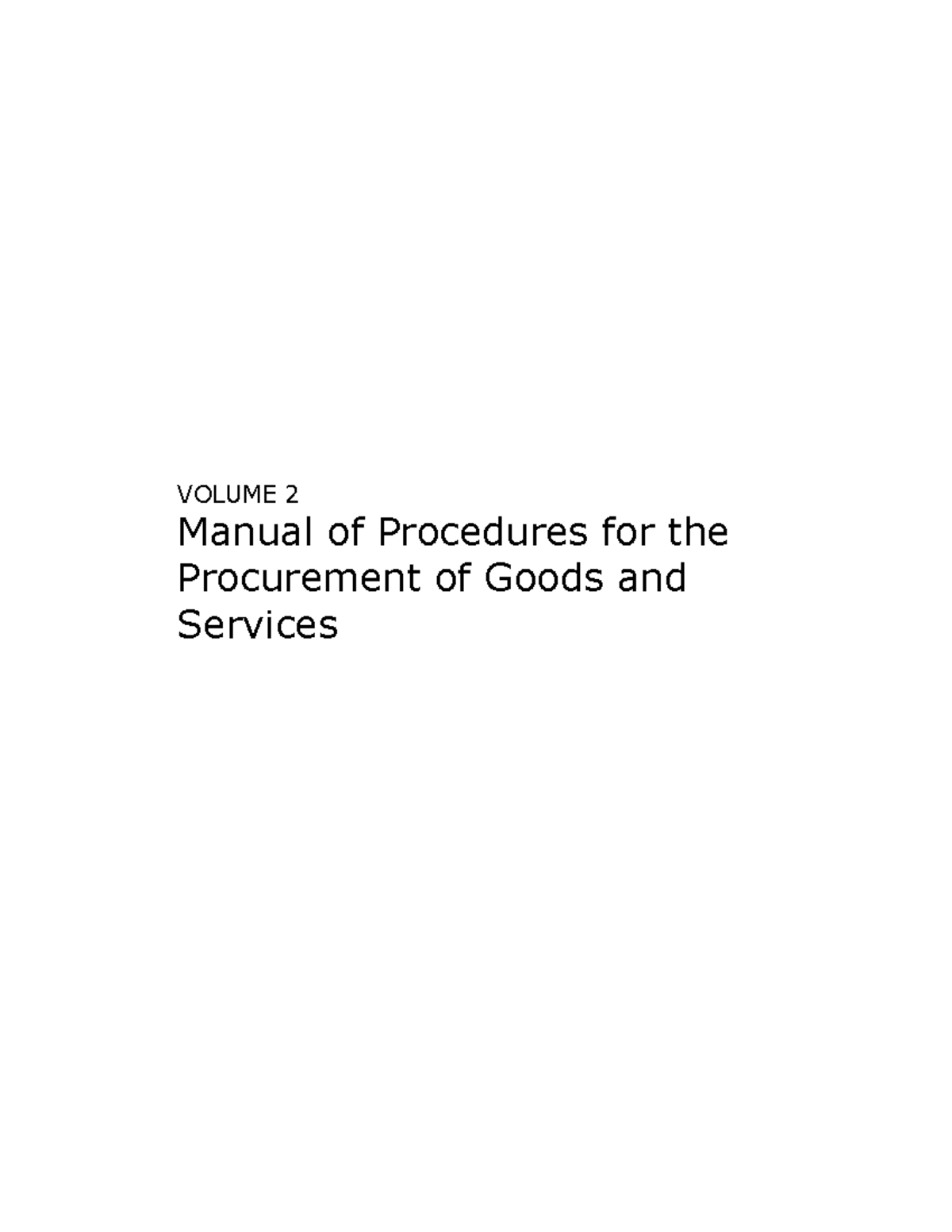 GPM - Vol - Generic Procurement Manual (Vol. 2) - VOLUME 2 Manual of ...