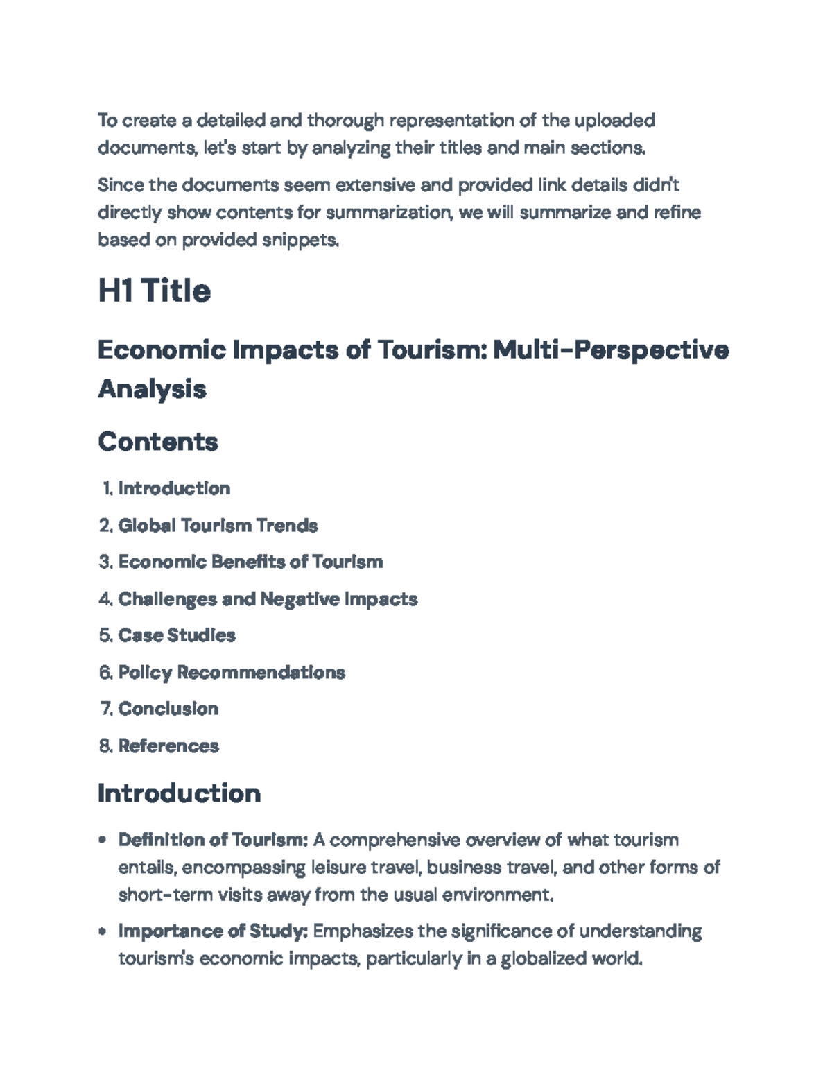 Impact of Tourism on Economy: A Multi-Perspective Analysis - To create ...