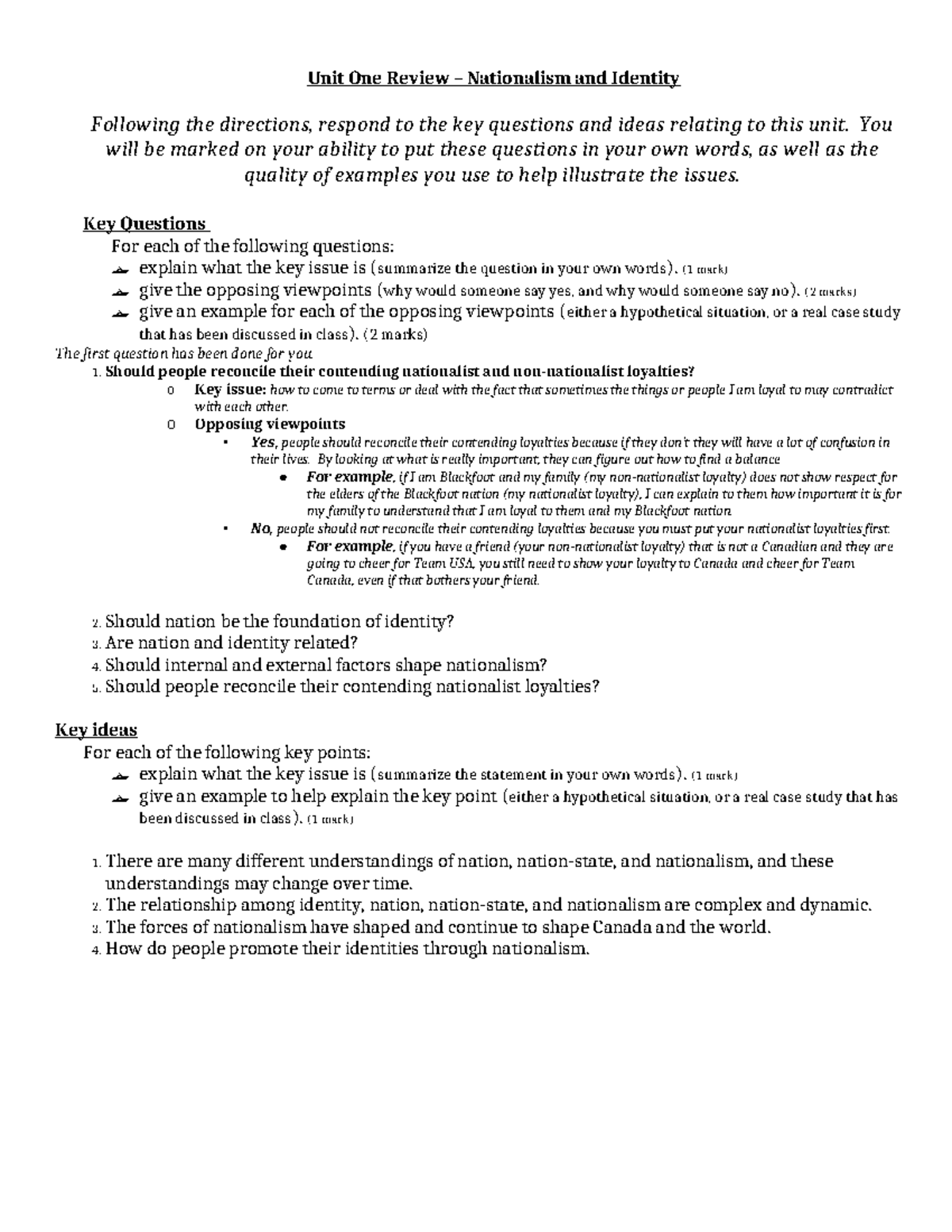 Social Studies 20-1 Unit 1 Review: Nationalism & Identity Insights ...