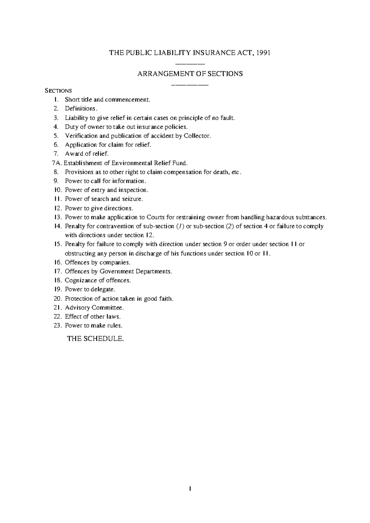 Public Liability Insurance Act, 1991: Key Sections Overview - Studocu