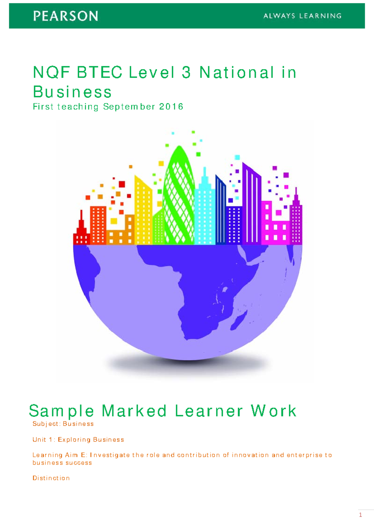 BTEC Level 3 Business Unit 1: Innovation and Enterprise Presentation ...