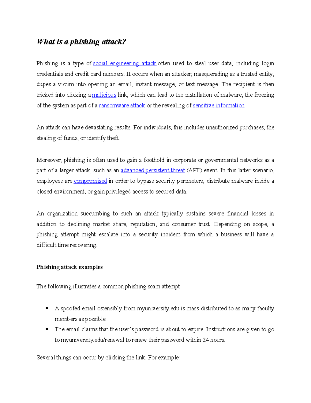 What is a phishing attack - BS in Computer Science - Studocu