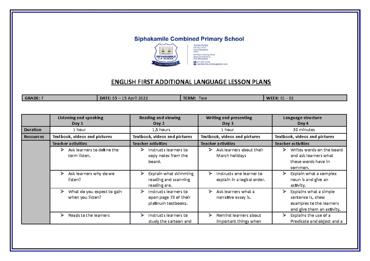 624388032 Grade 6 Term 1 English Language Handout 2023-2024 - Studocu