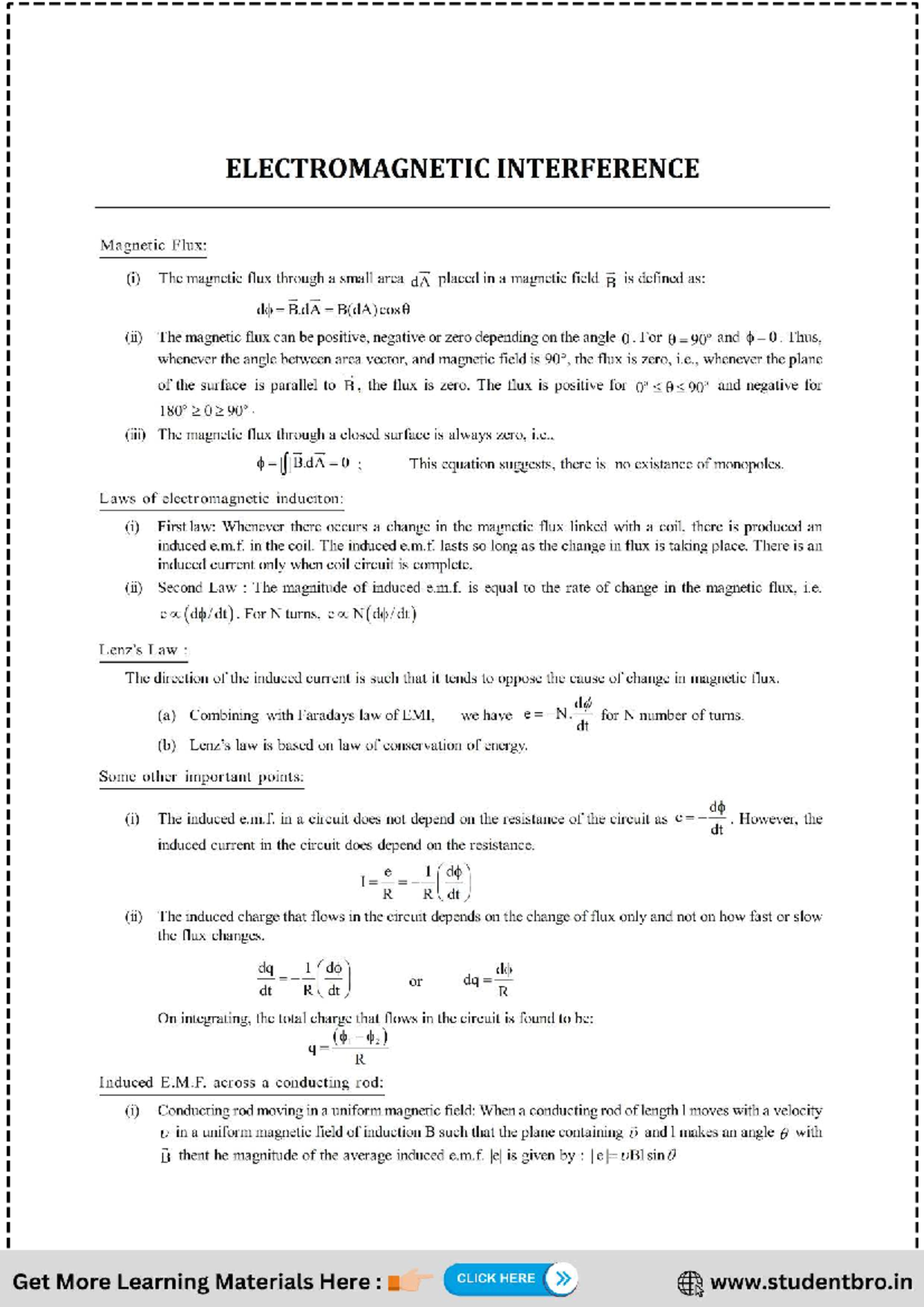 ELECTROMAGNETIC INTERFERENCE: Magnetic Flux & Induction Laws (6944 ...