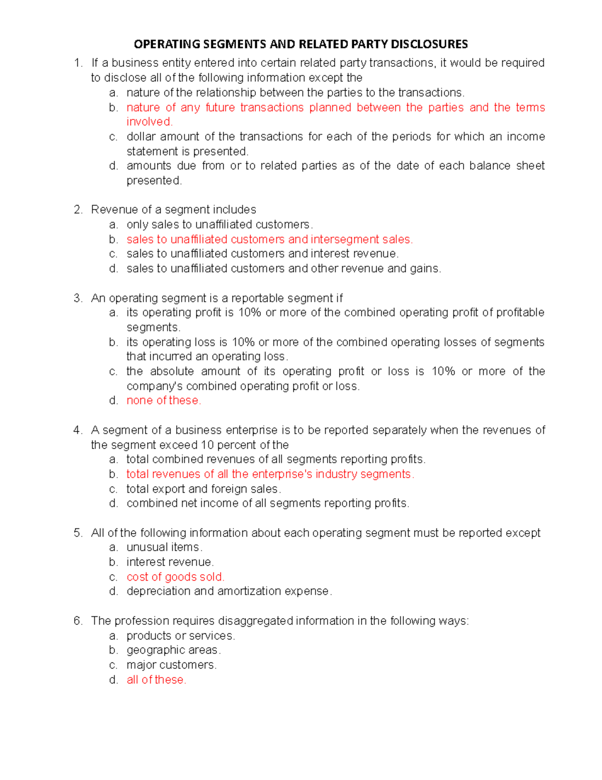 Operating Segments and Related Party Disclosures - Key Concepts and Insights - Studocu