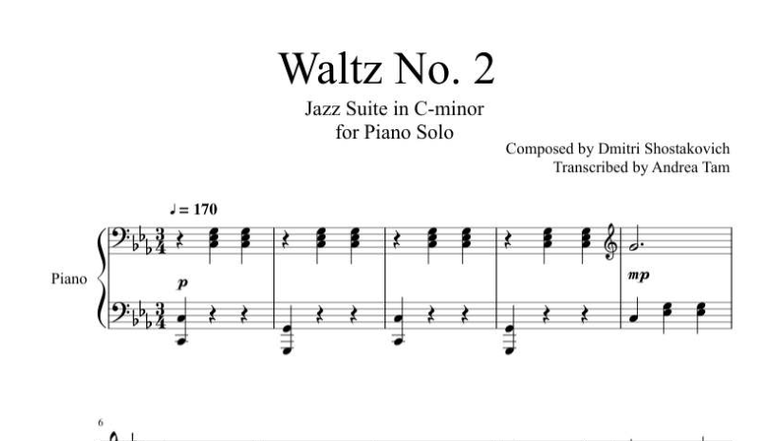Waltz No. 2 Piano Sheet Music - Dmitri Shostakovich - Studocu