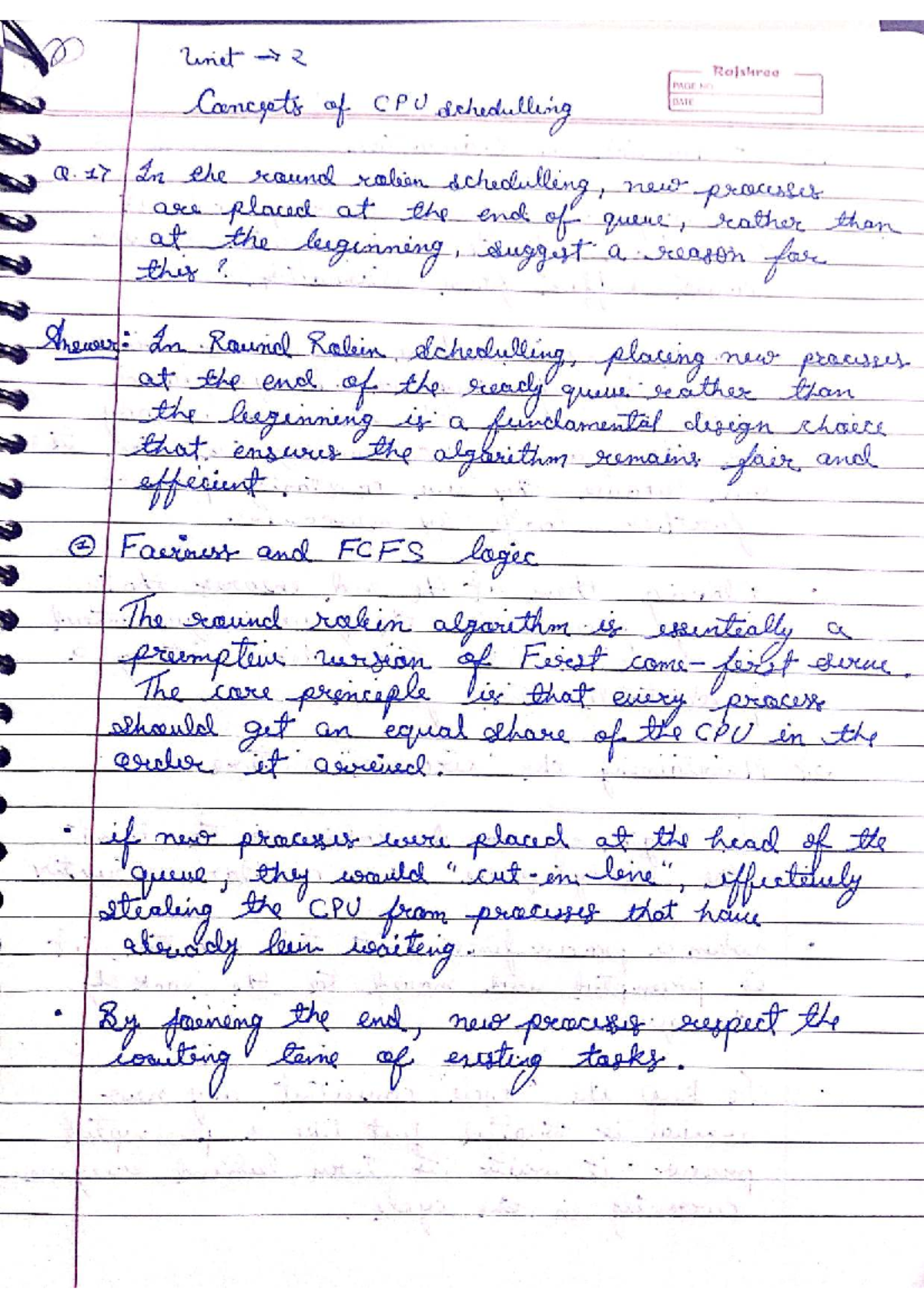 Unit 2 OS Notes: CPU Scheduling Concepts and Algorithms - Studocu