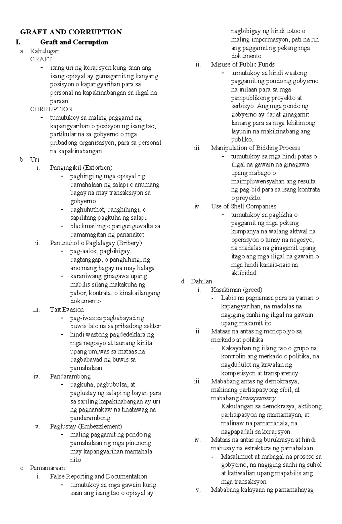 Graft and Corruption: Concepts, Types, and Causes Explored - Studocu