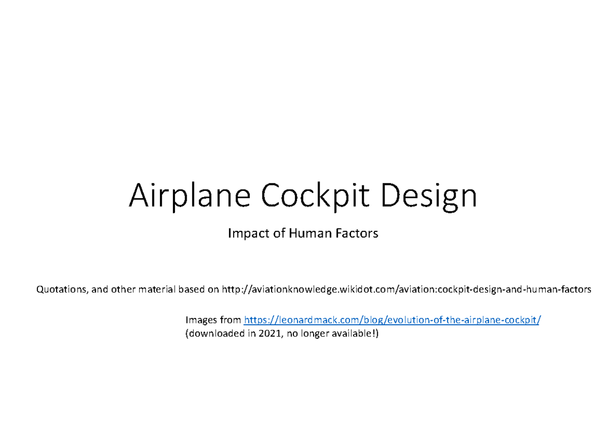 Human Factors in Airplane Cockpit Design: A Comprehensive Overview ...