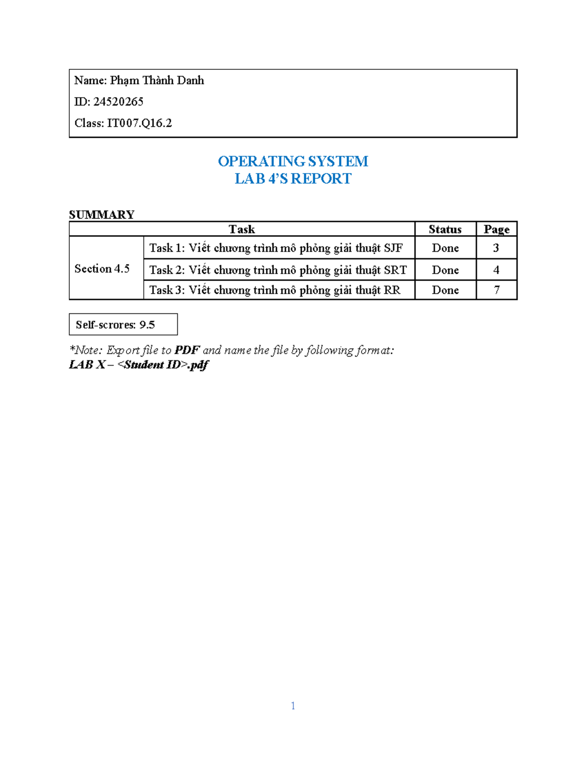 LAB 4 - Operating System Scheduling Algorithms (IT007.Q16.2) - Studocu