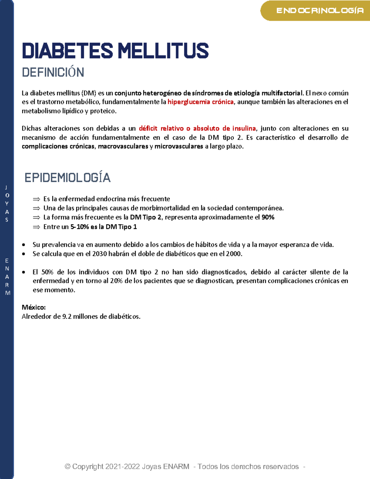 Estudio sobre Diabetes Mellitus: Definición, Clasificación y ...