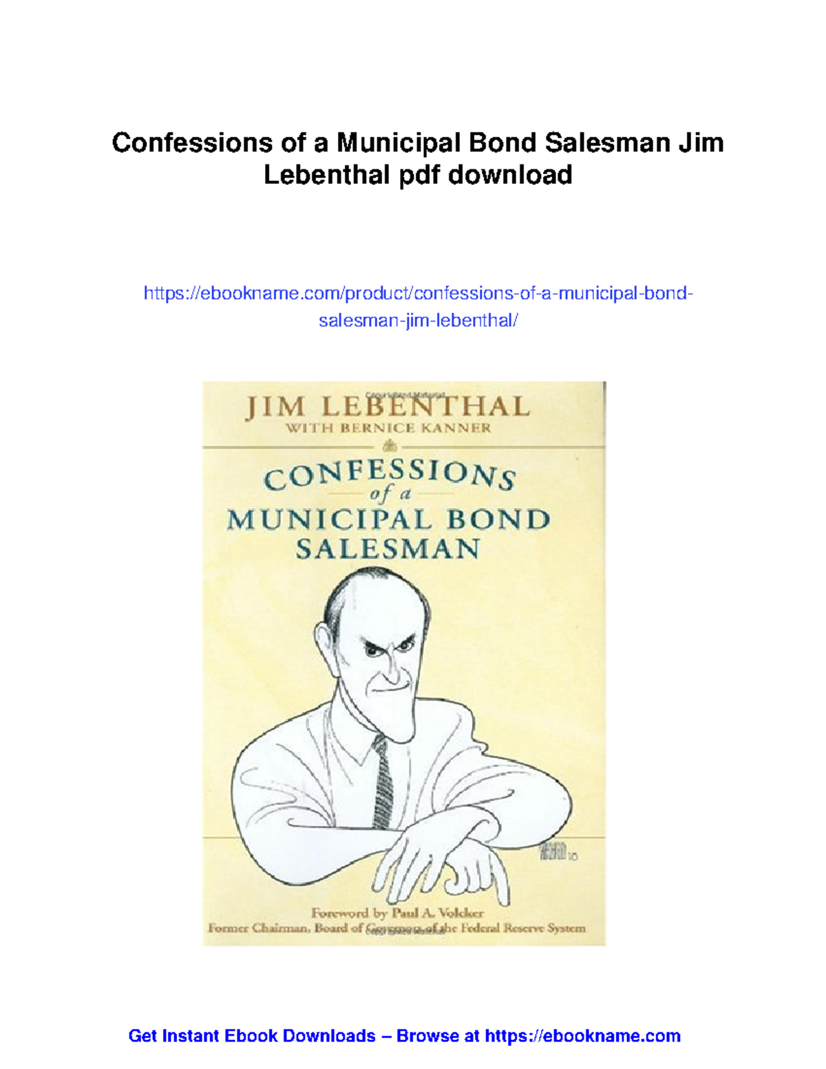 Confessions of a Municipal Bond Salesman by Jim Lebenthal - PDF ...