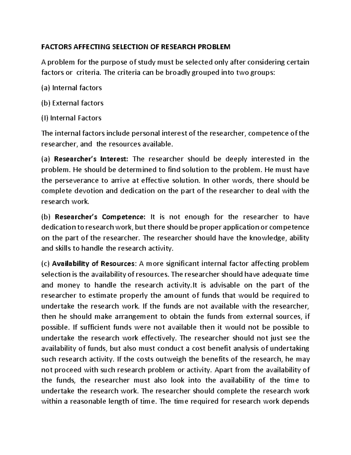 Factors Influencing Research Problem Selection: Key Internal & External ...