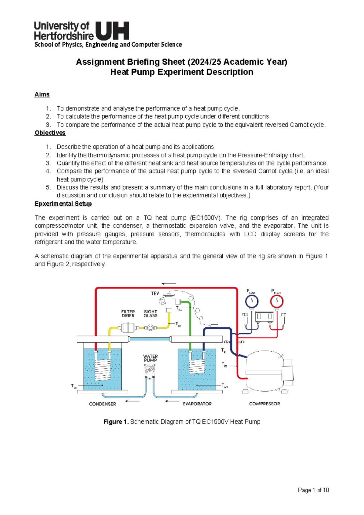 2024-25 7ENT2052 Heat Pump Experiment Lab Briefing - Studocu