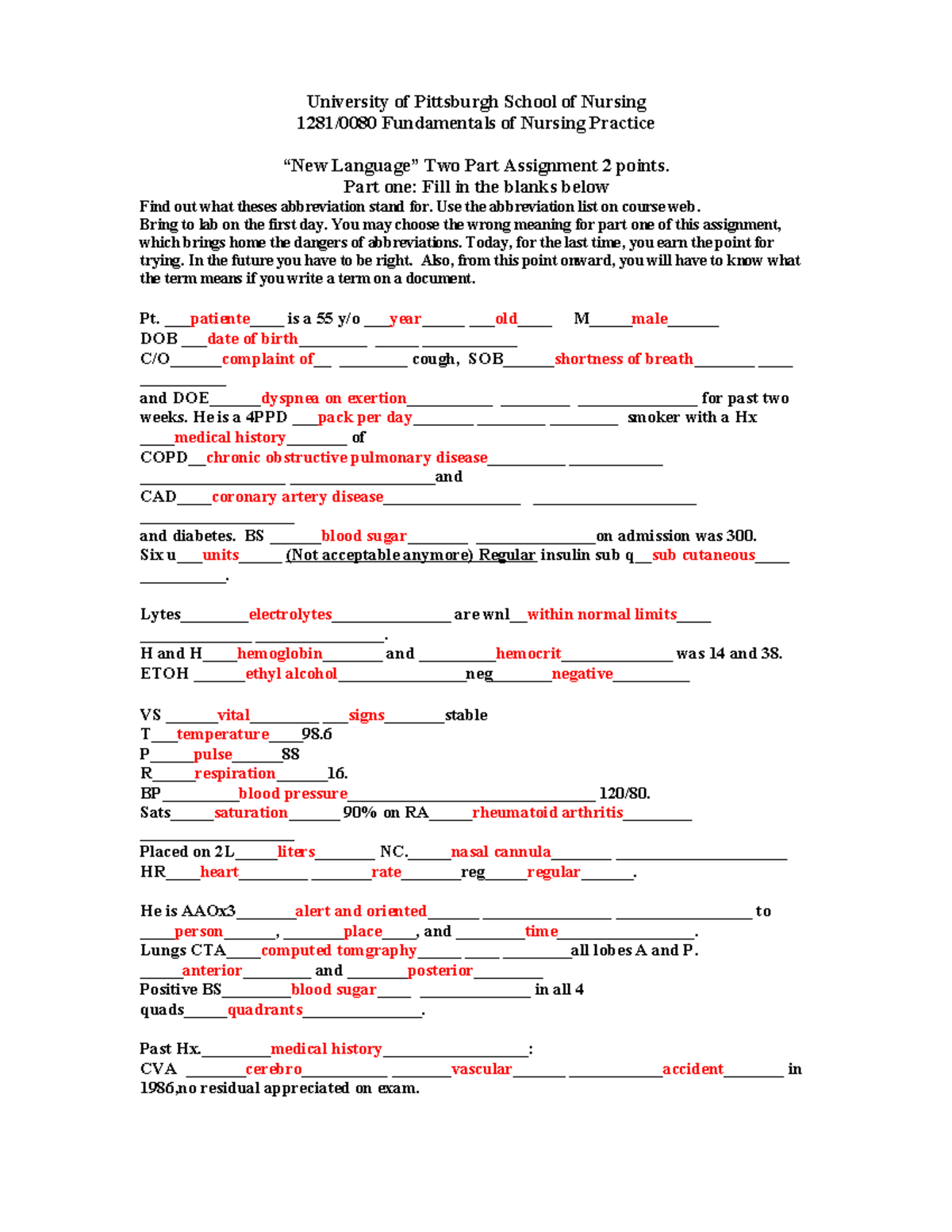 NURS 101: Abbreviations Homework Assignment and Conversions - Studocu