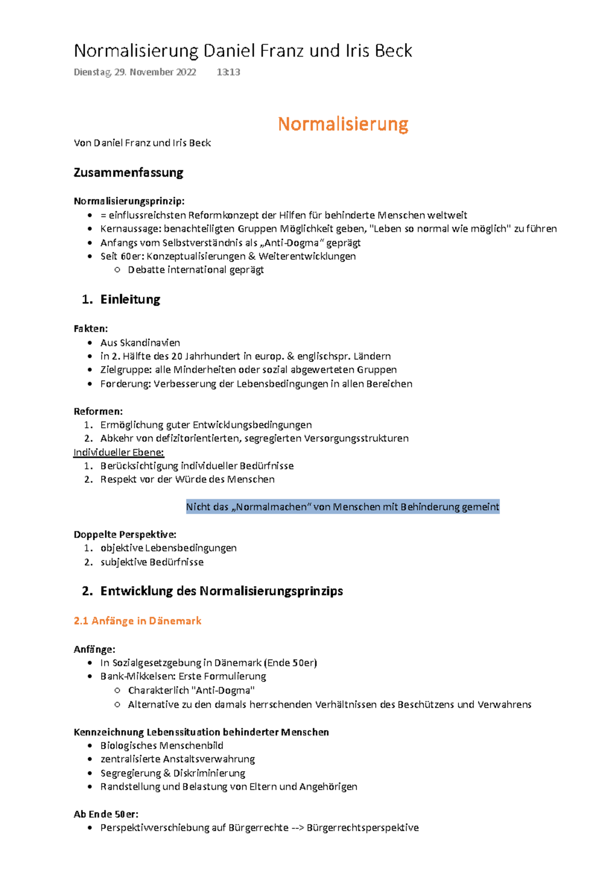 Normalisierung: Daniel Franz und Iris Beck - Normalisierung Von Daniel ...