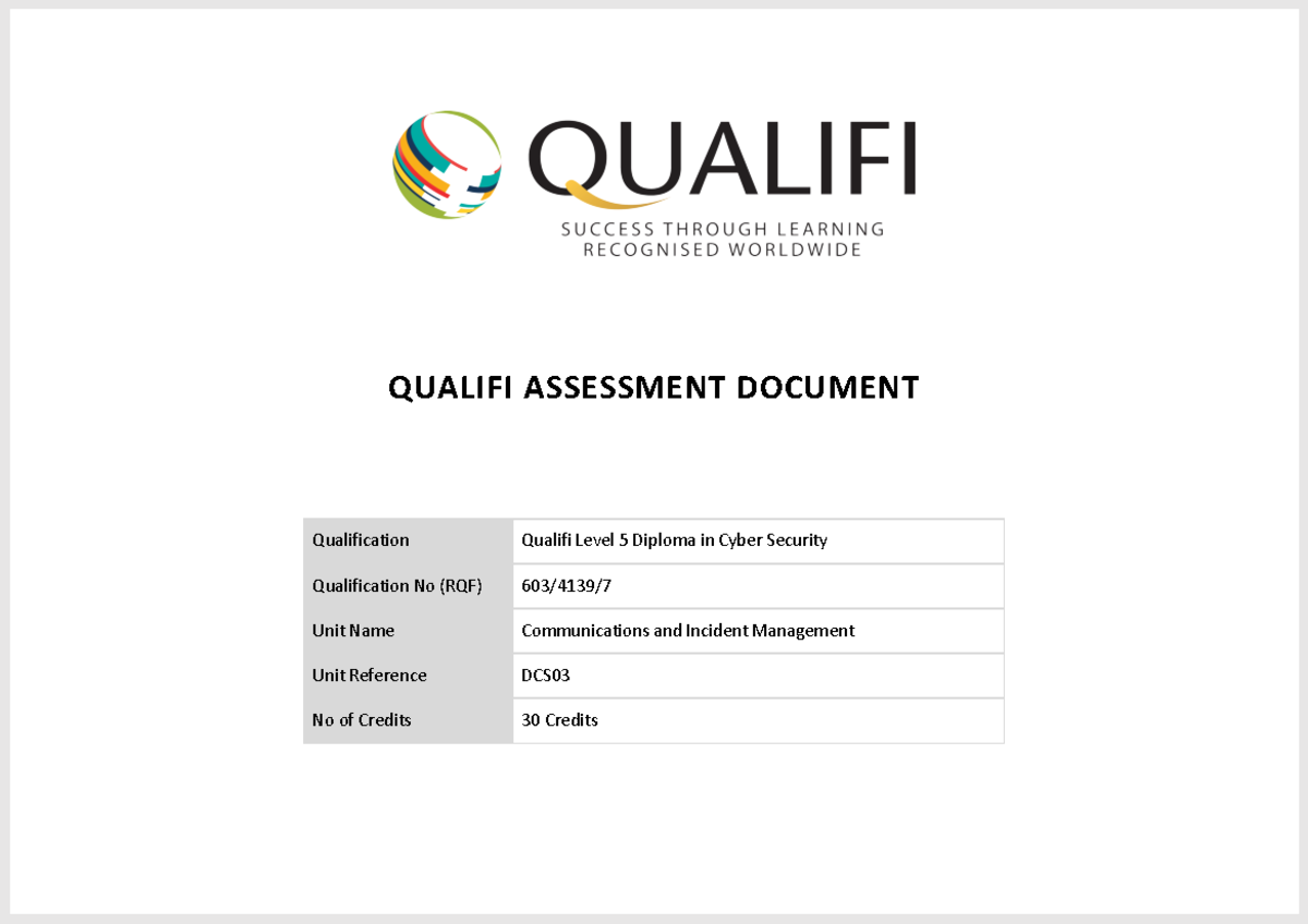 DCS03 - Final Assignment on Cyber Security Incident Management - Studocu