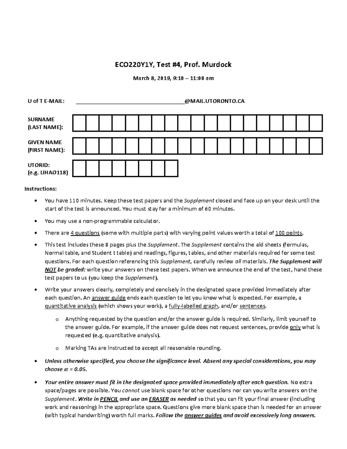 TT220 4 MAR19-1 - bgfgv - ECO220Y1Y, Test #4, Prof. Murdock March 8 ...