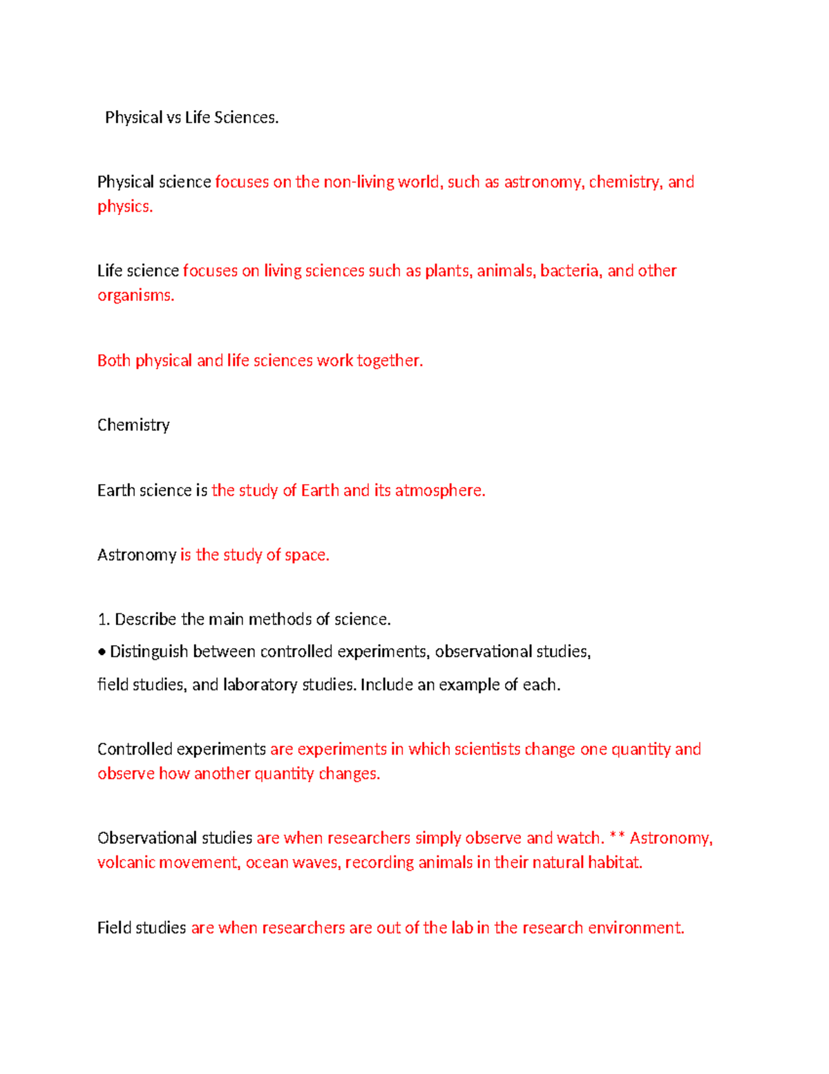 Physical vs Life Sciences - Physical science focuses on the non-living ...