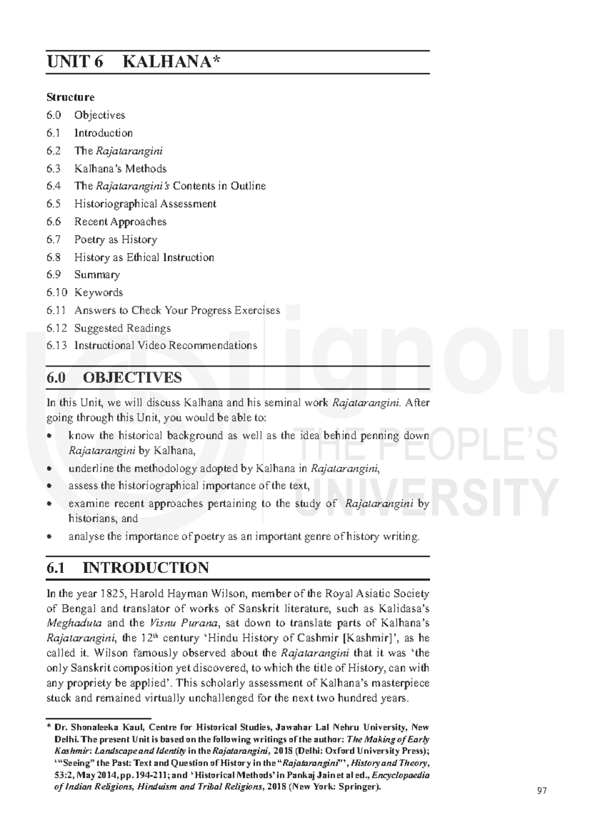 Unit 6: Kalhana's Rajatarangini - Historical Insights and Analysis ...