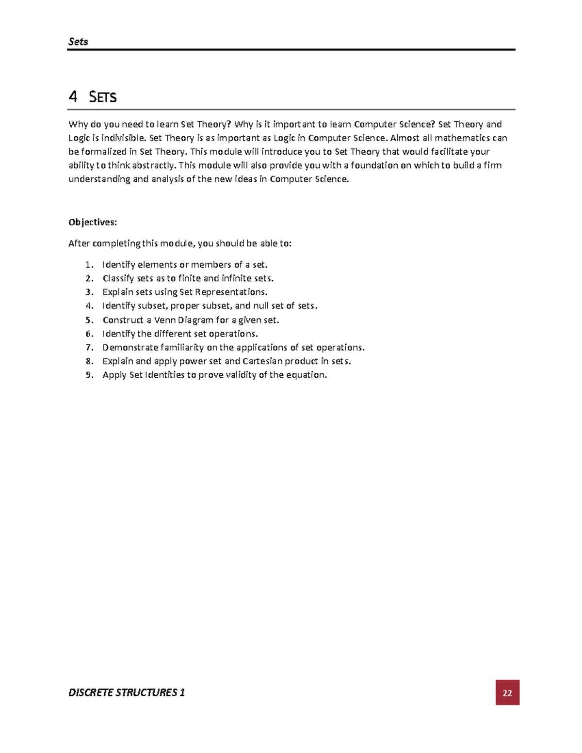 Week 5 - Sets - week 5 - 4 SETS Why do you need to learn Set Theory ...
