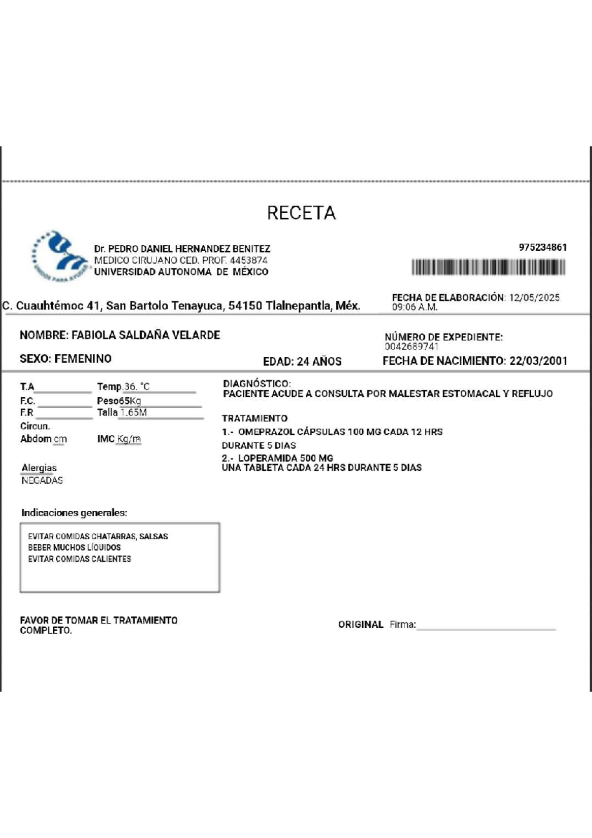 Resumen del Caso Clínico: Paciente con Malestar Estomacal y Reflujo ...