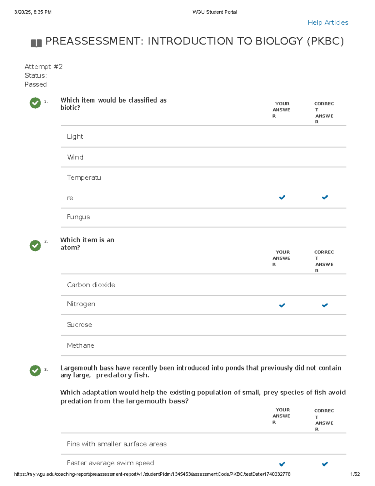 Biology Pretest (PKBC): WGU Student Portal Help Articles - Studocu