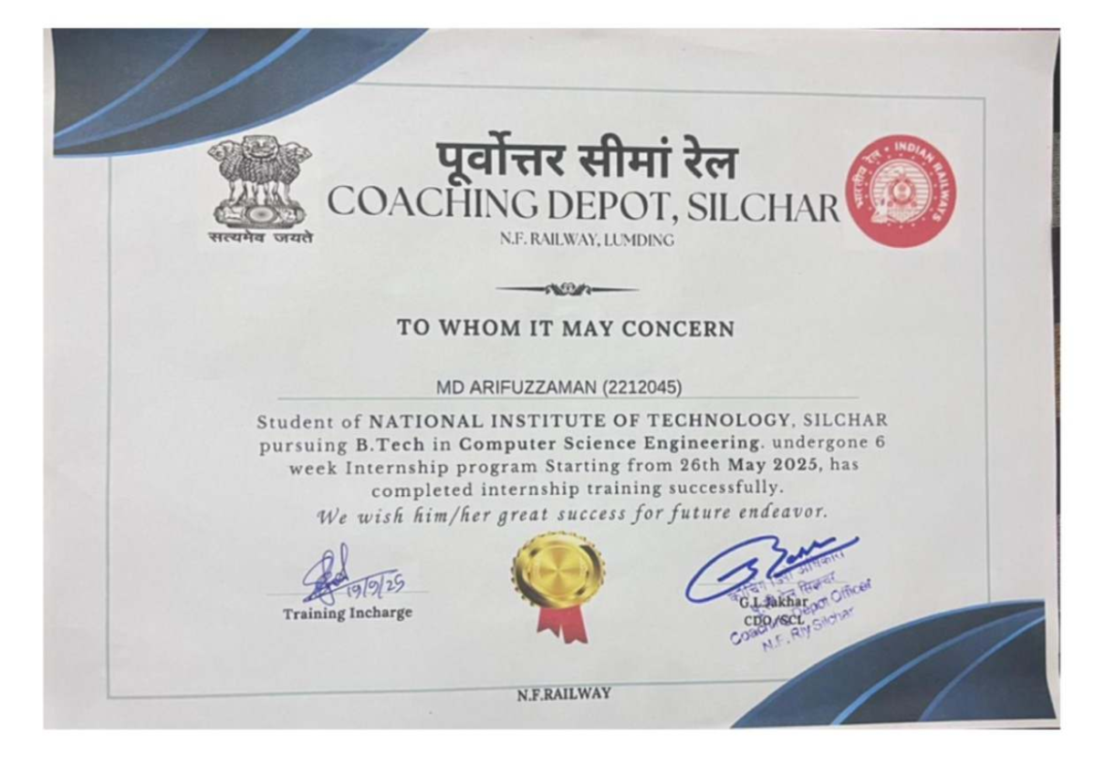 Internship Completion Certificate - B. Tech CSE (2212045) - Studocu