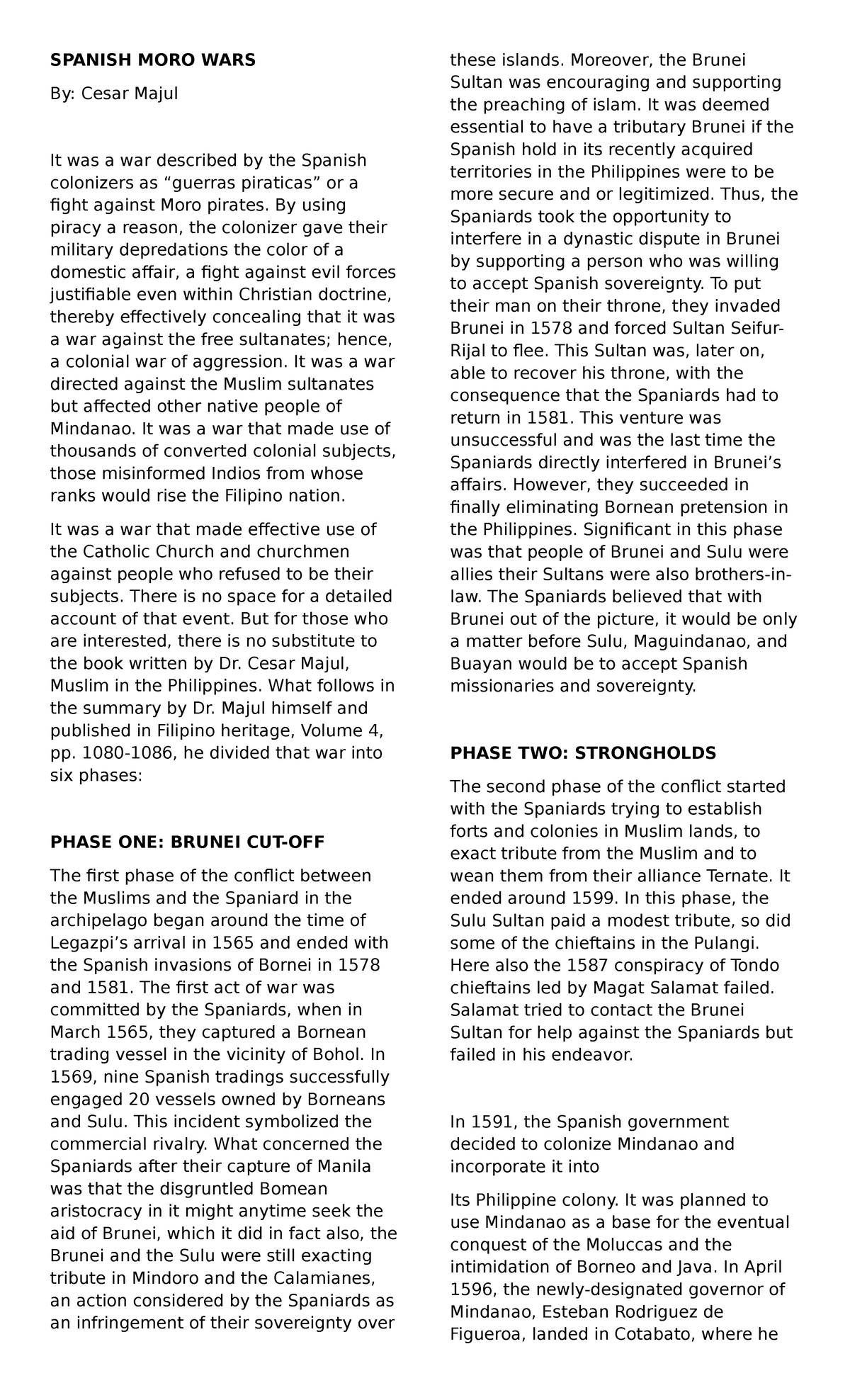 Stages of the Spanish Moro Wars: A Historical Overview - Studocu