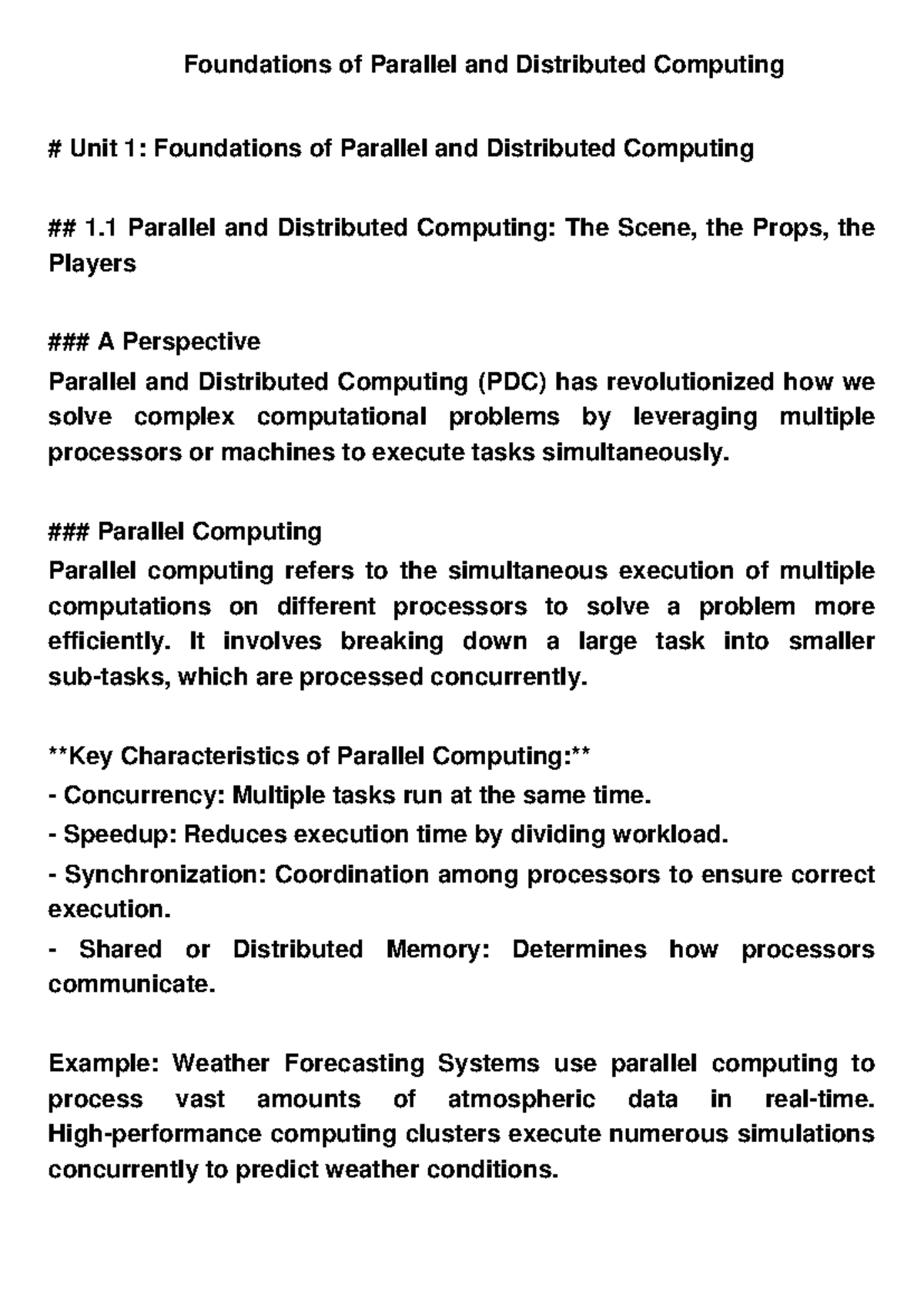 Parallel Computing - Foundations of Parallel and Distributed Computing ...