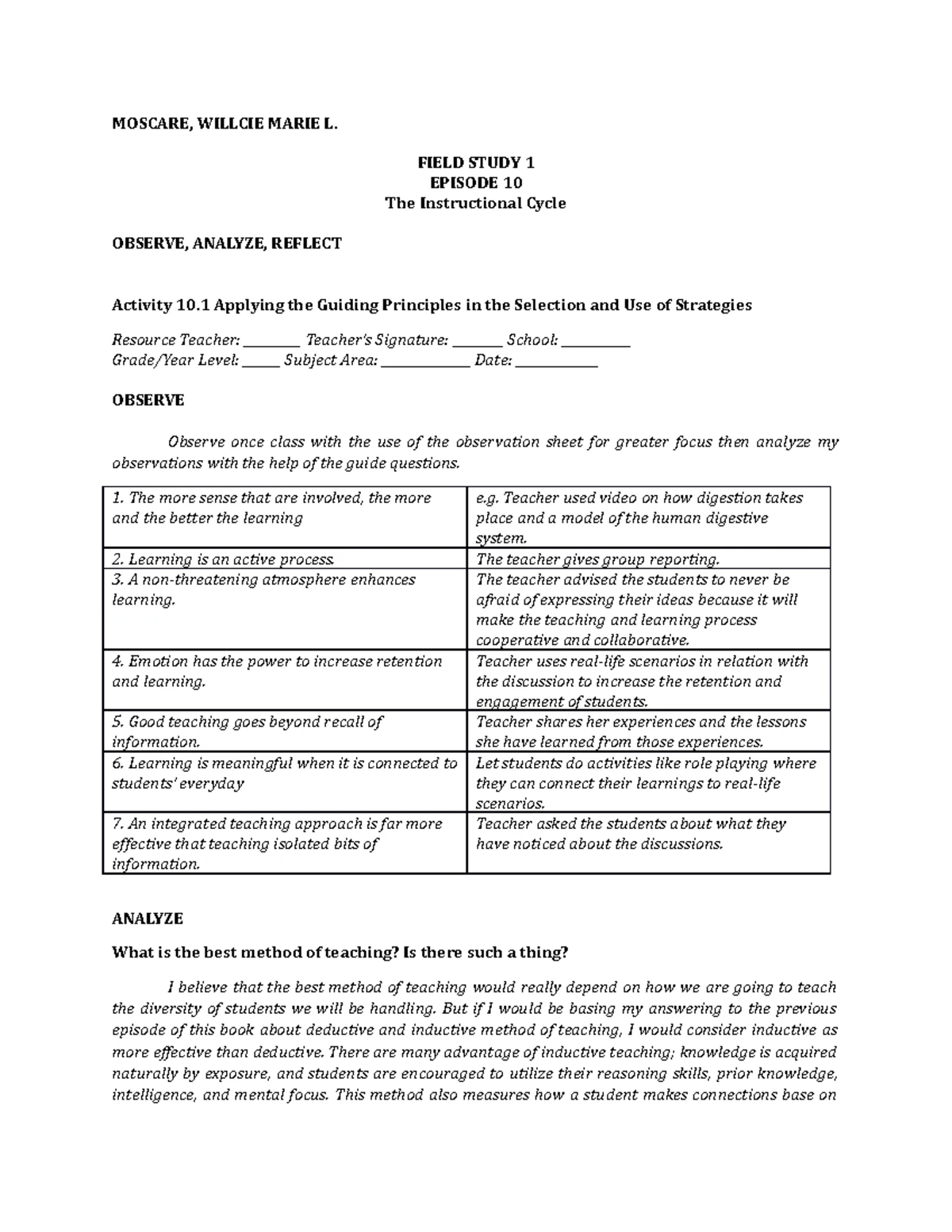 FS2-EP4 - FIELD STUDY 2, EPISODE 4: MATCHING PROBLEMS & SOLUTIONS - Studocu