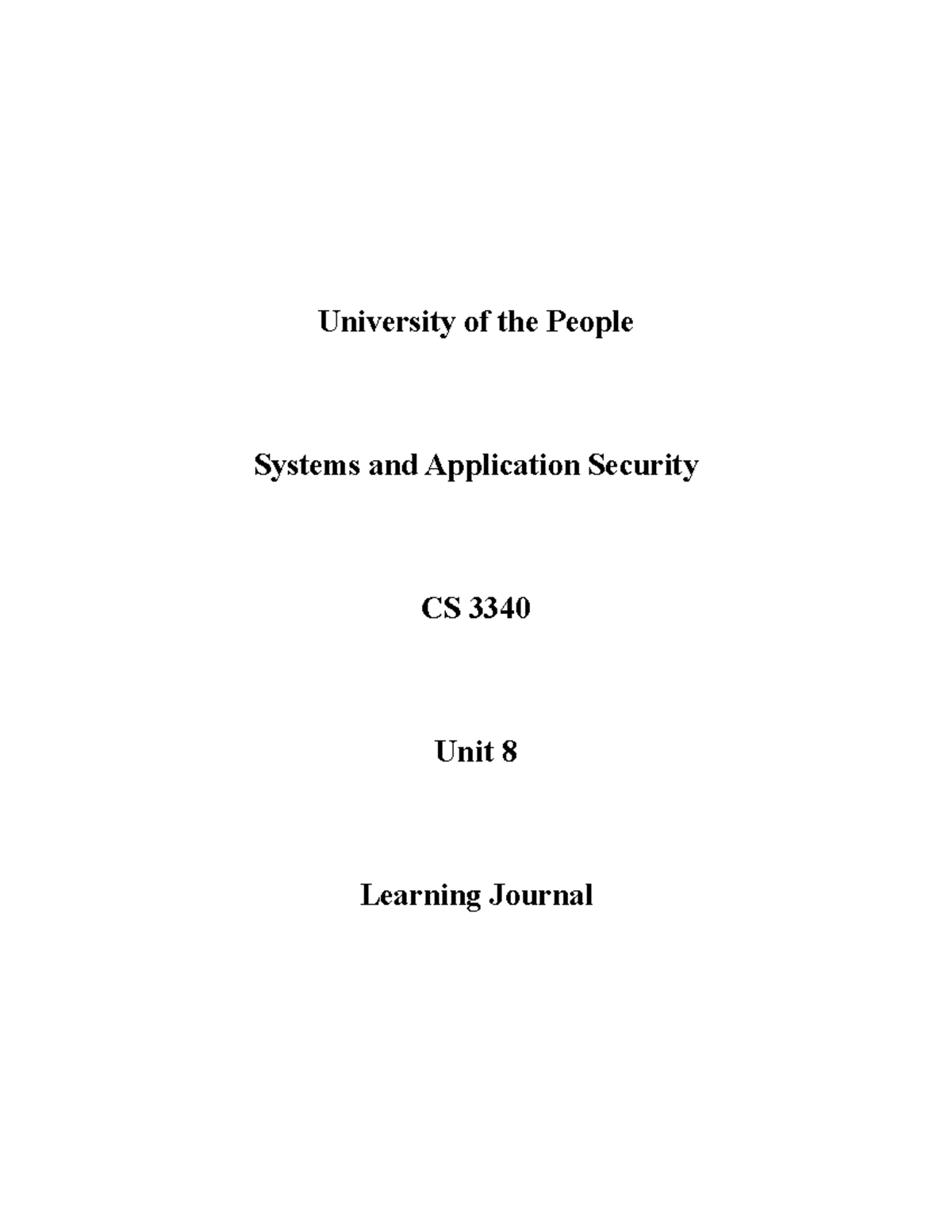 CS 3340 Unit 8 Learning Journal: Blockchain in Cybersecurity - Studocu