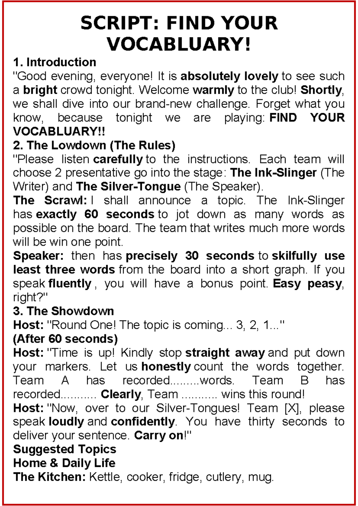 FIND YOUR VOCABULARY! - English Practice Game - Studocu