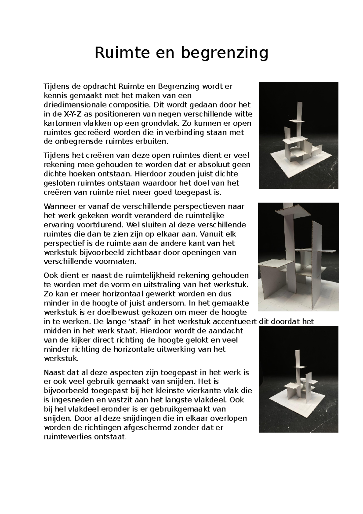 Ruimte en Begrenzing: Driedimensionale Compositie Studie - Studeersnel