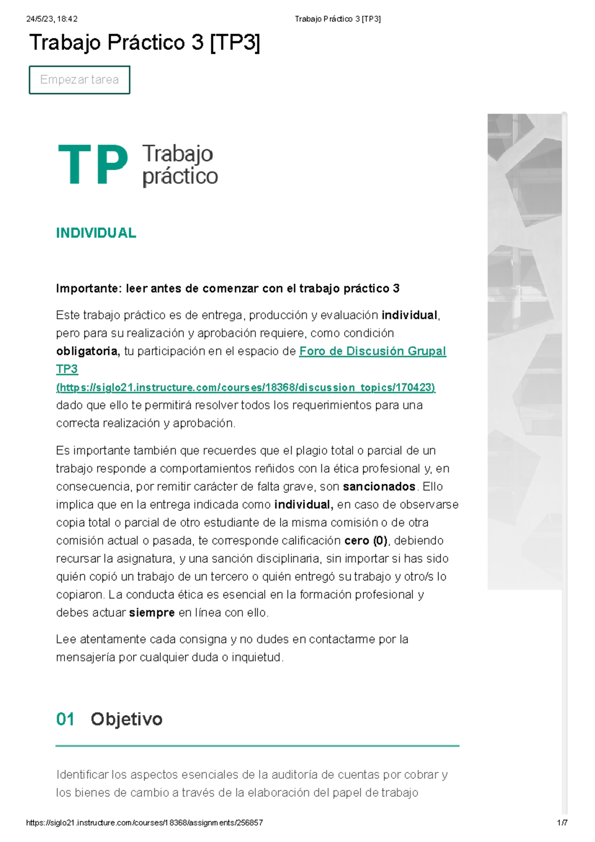 Auditoría 1-TP3: Guía para el Trabajo Práctico 3 Individual - Studocu