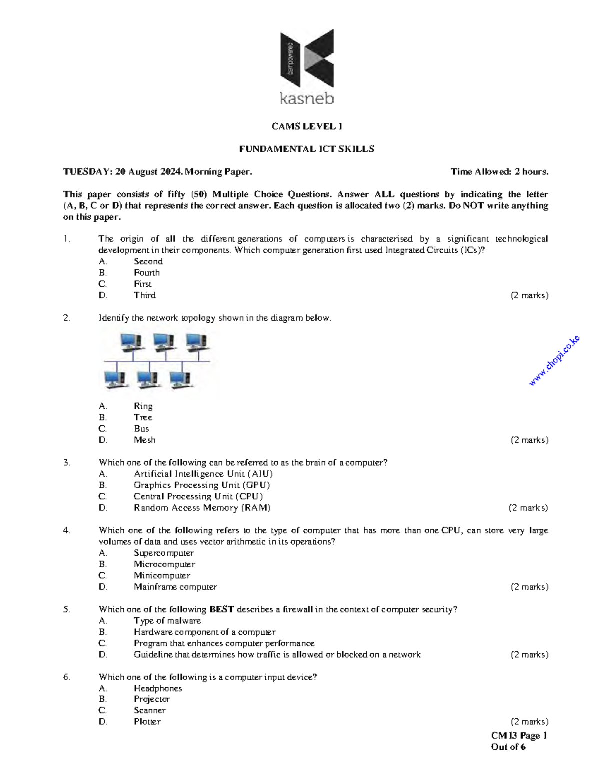CAMS Level I Financial Accounting Past Papers: ICT Skills Assessment ...