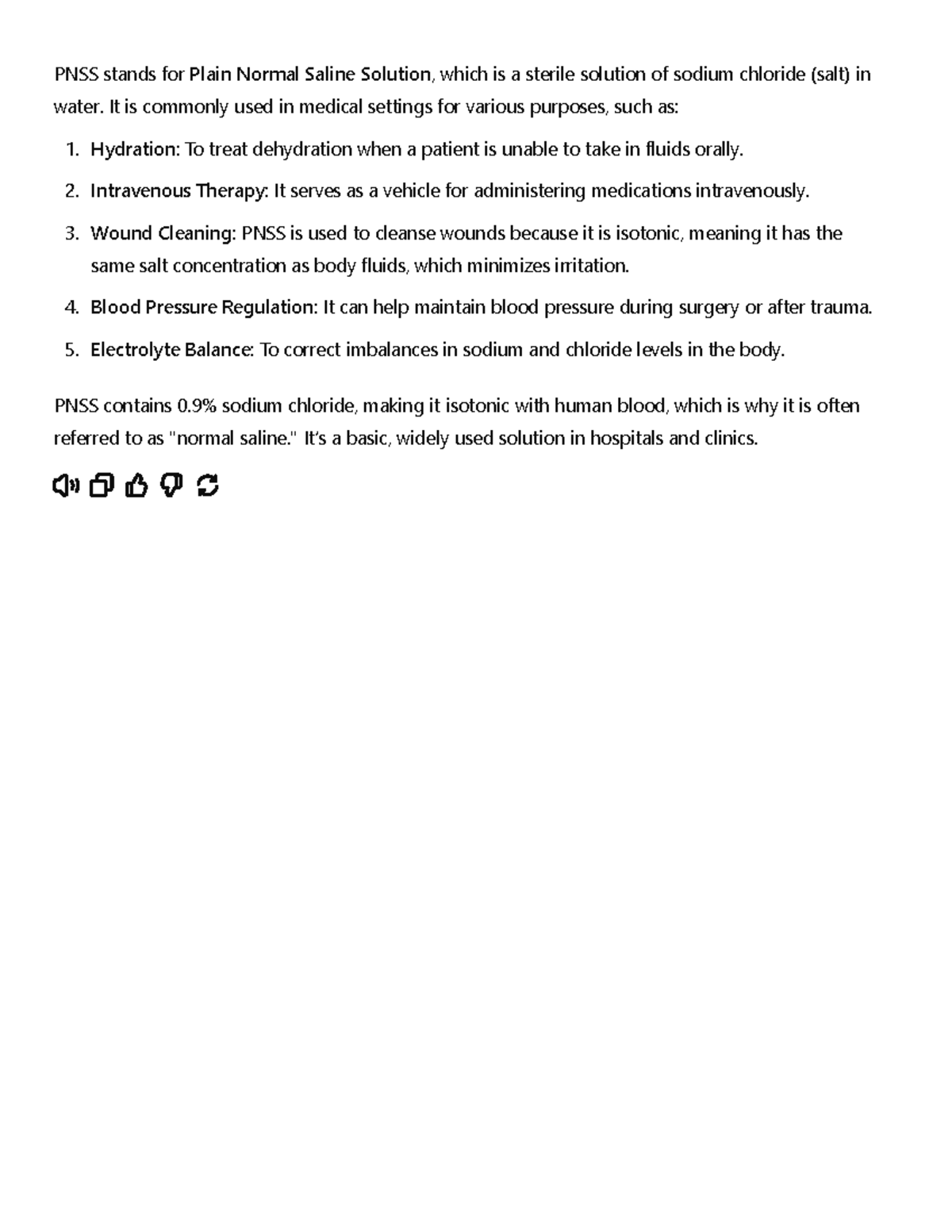 Fs - Eng: Overview of Plain Normal Saline Solution (PNSS) Uses - Studocu