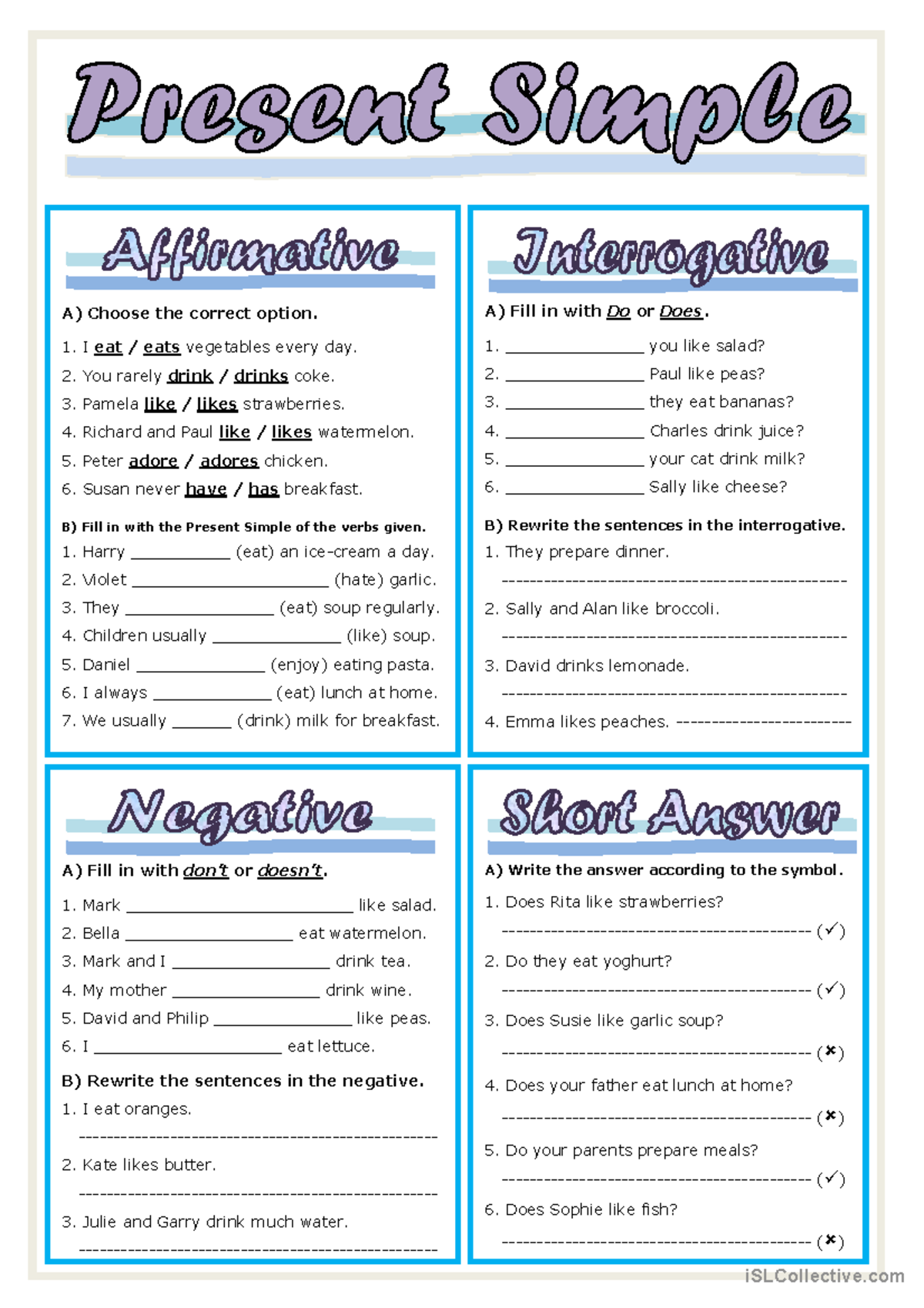 Present Simple Exercises - Fajne Zadania - Studocu