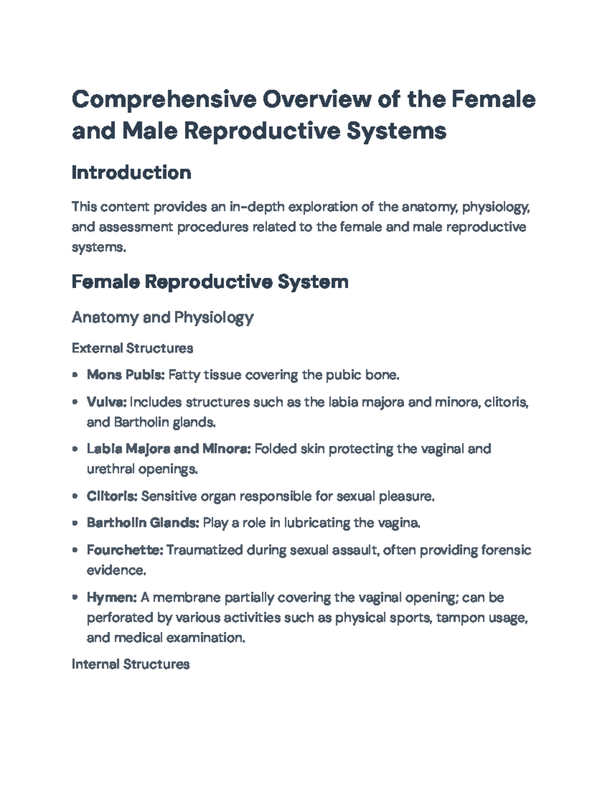 Comprehensive Guide to Male & Female Reproductive Systems ...