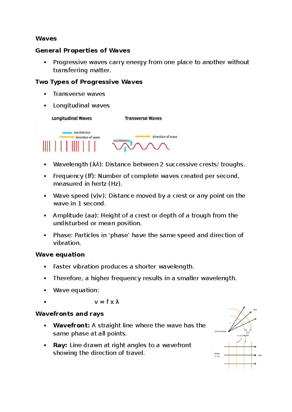 Waves (PHYS101) - General Properties and Types of Waves - Studocu